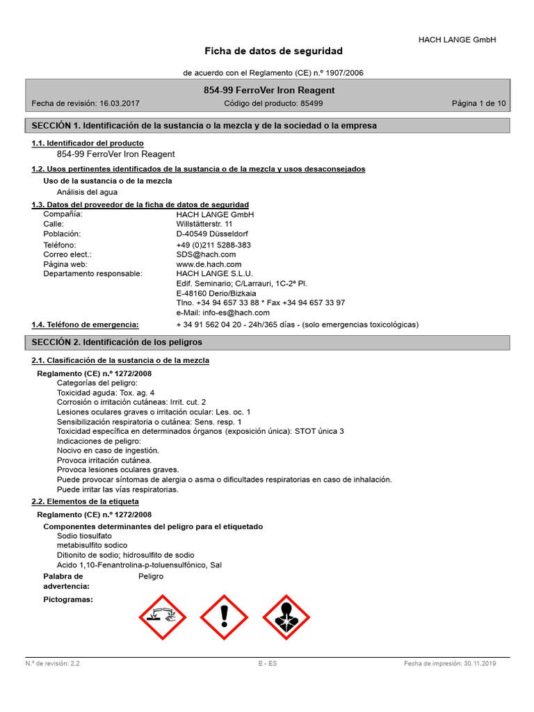 02 854-99 Ferrover Iron Reagent | PDF | Solvente | Solubilidad