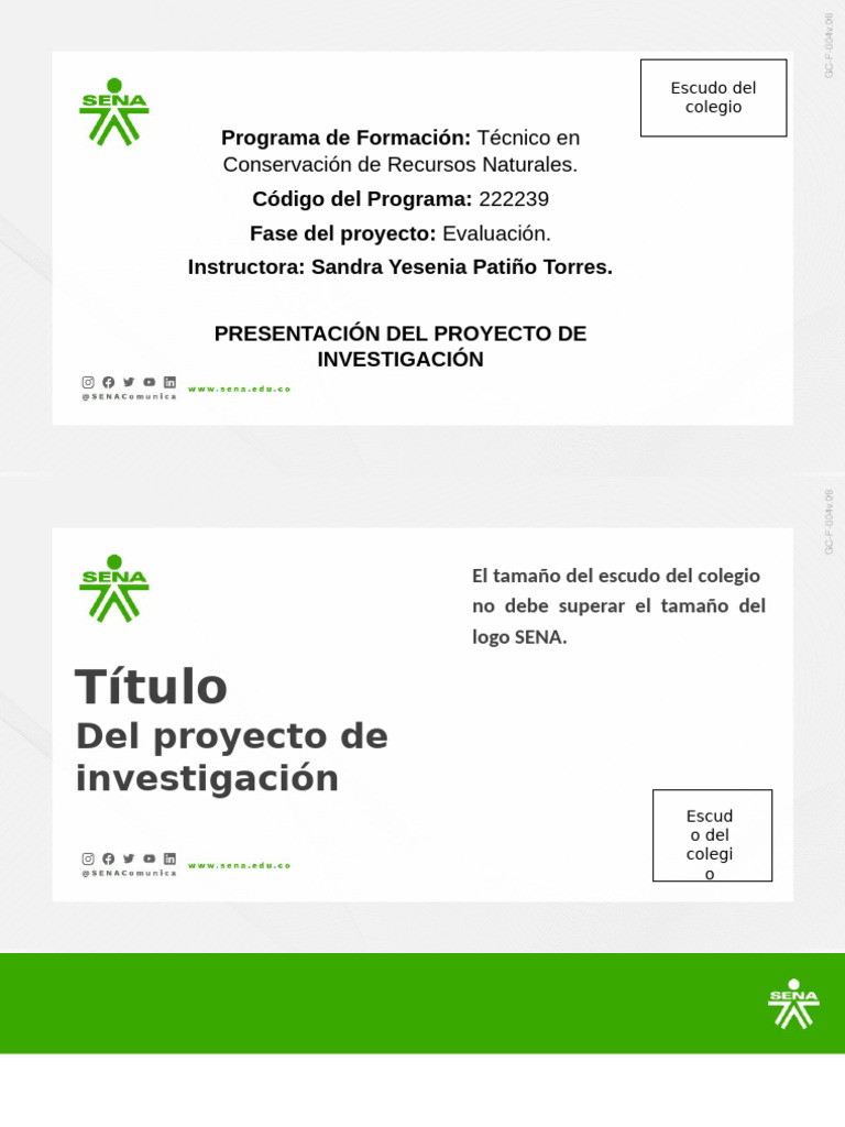 Formato Presentación Proyecto Sena | PDF | Agua