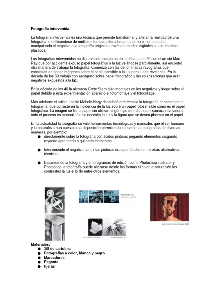 Fotografía Intervenida Grado 10 | PDF