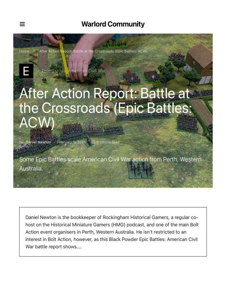 Epic Battles ACW: Crossroads Report | PDF | Cavalry | Brigade