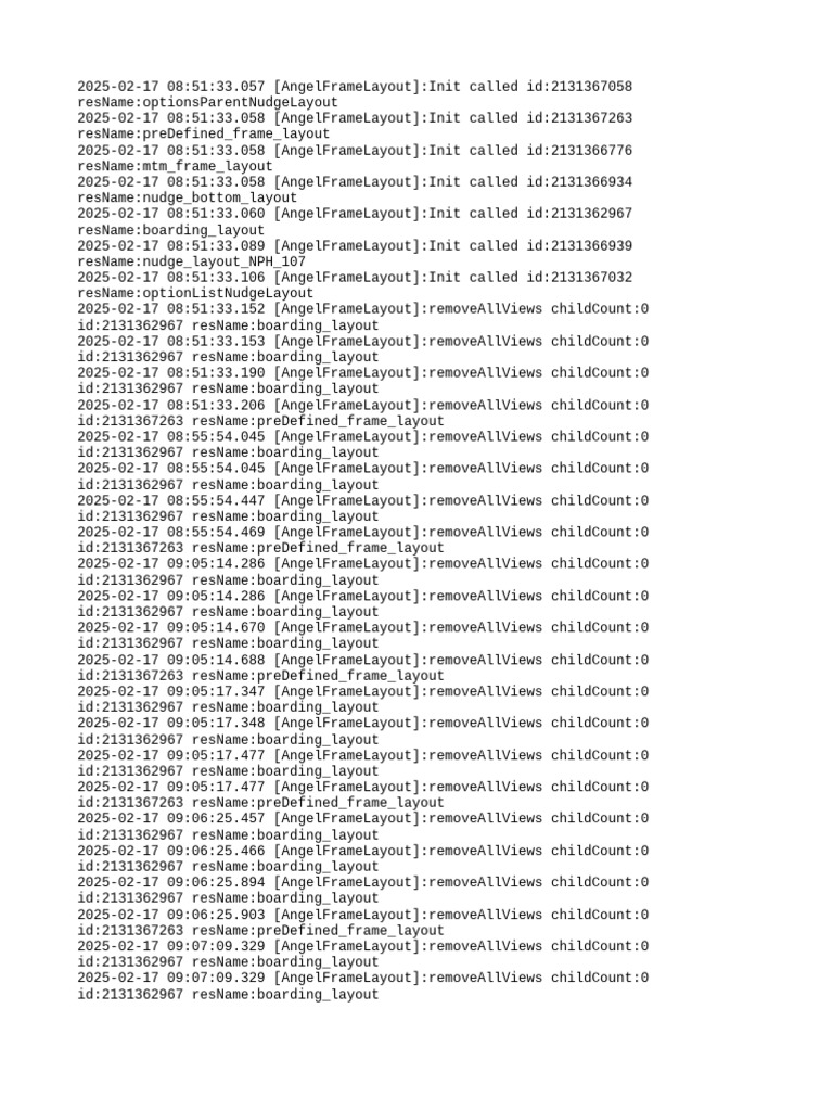 AngelFrameLayout Initialization Logs | PDF