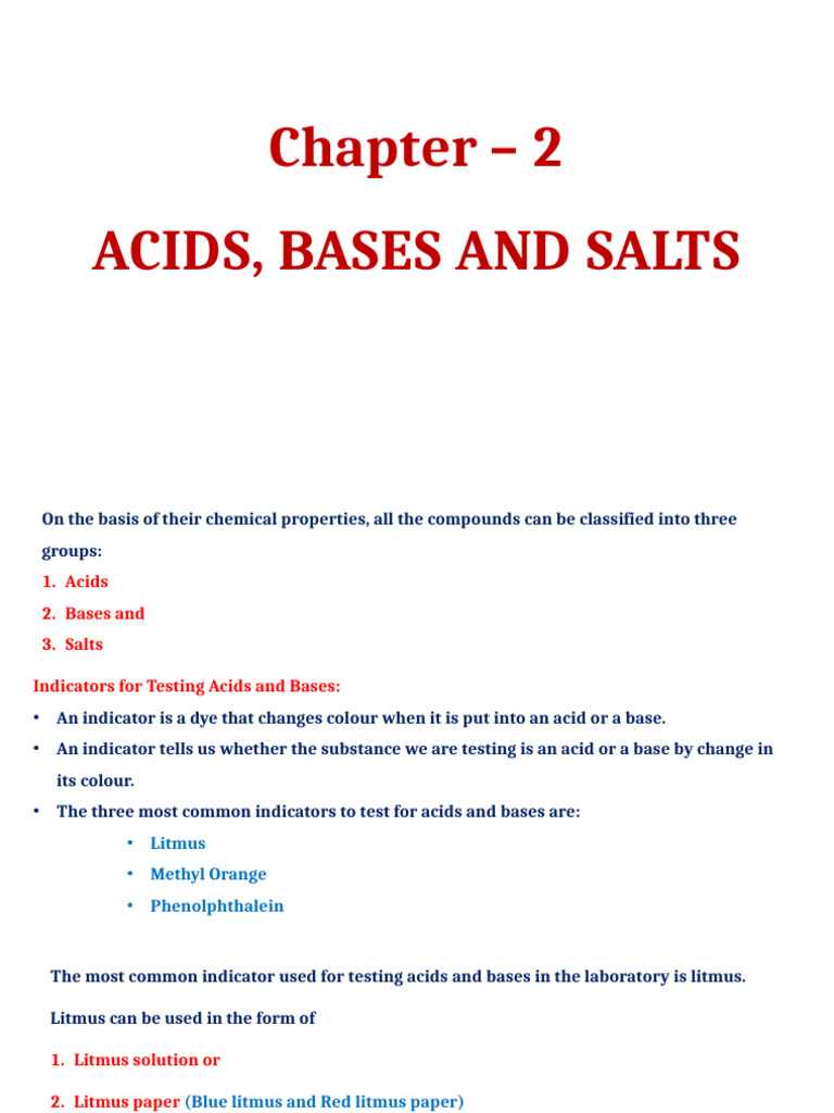 Acid, Bases and Its Salt Chapter | PDF | Sodium Carbonate | Sodium ...