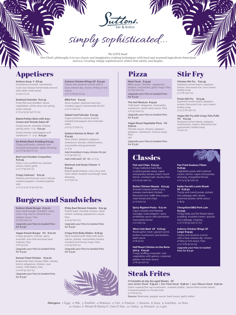 Suttons Dinner Menu Winter2024 | PDF | Sauce | French Fries