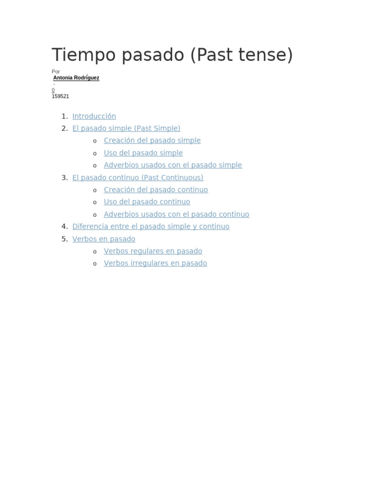 Uso del Pasado en Inglés: Guía Completa | PDF | Verbo | Relaciones ...