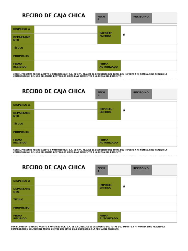 Recibo Caja Chica C | PDF