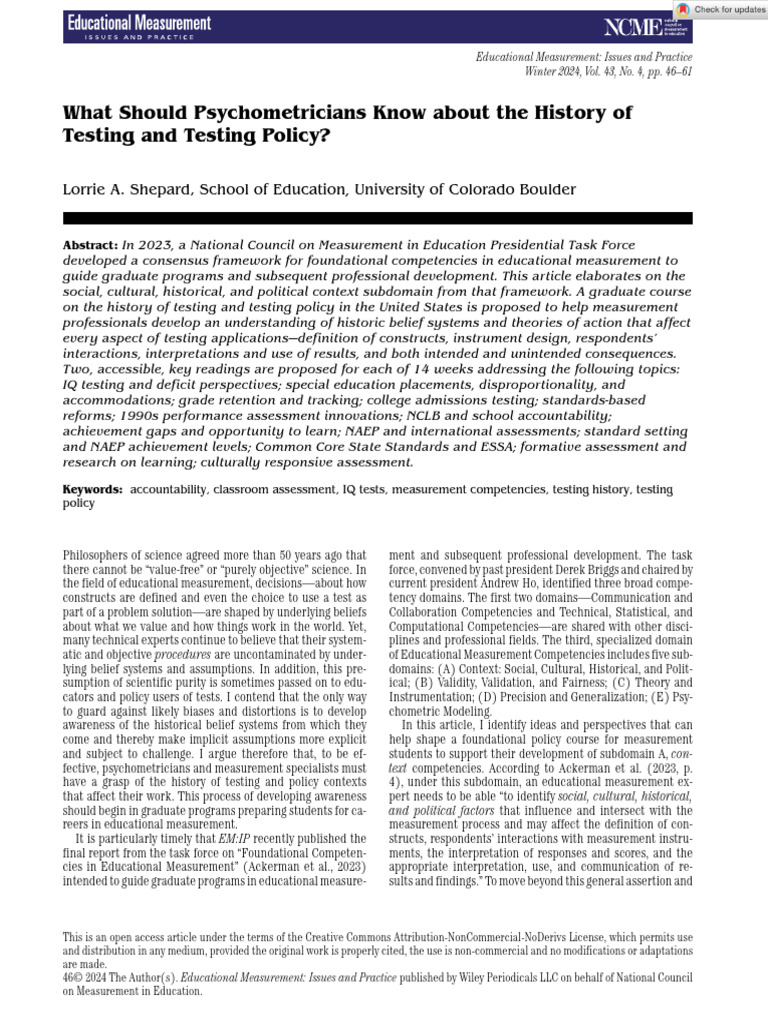 History of Testing and Policy Insights | PDF | Sat | Standardized Tests