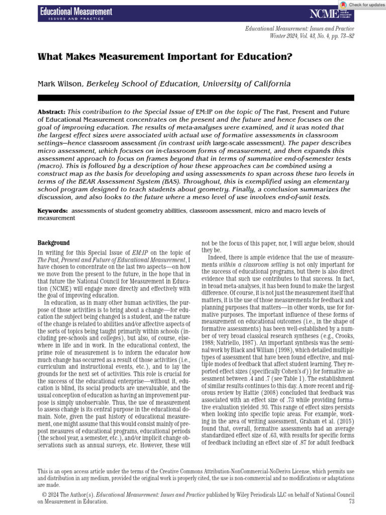 Importance of Measurement in Education | PDF | Educational Assessment ...