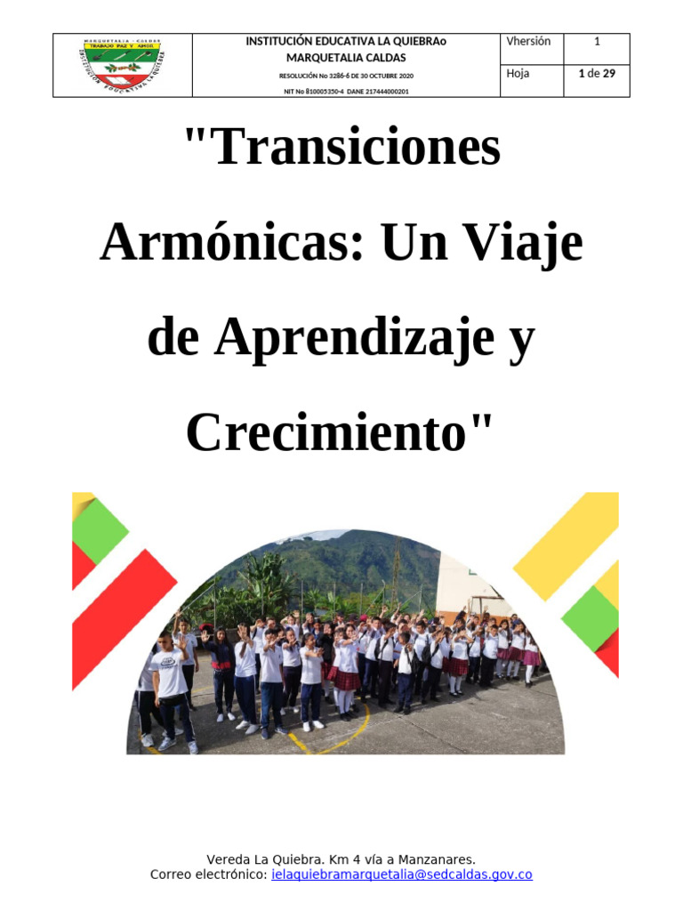 Transiciones Armónicas I. E La Quiebra.(2) (2) | PDF | Educación de la ...