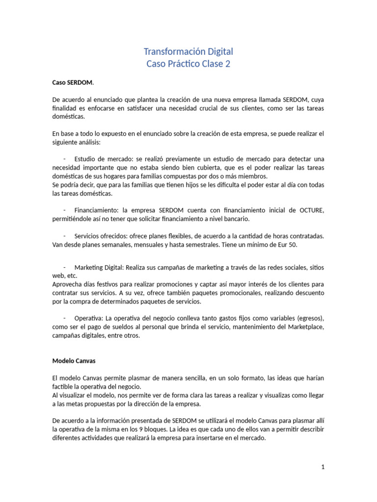 CasoPráctico1 - Transformación Digital | PDF | Marketing | Business