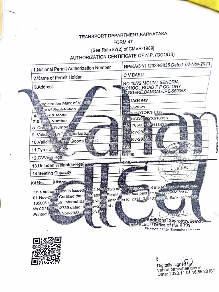 Transport Permit Details | PDF