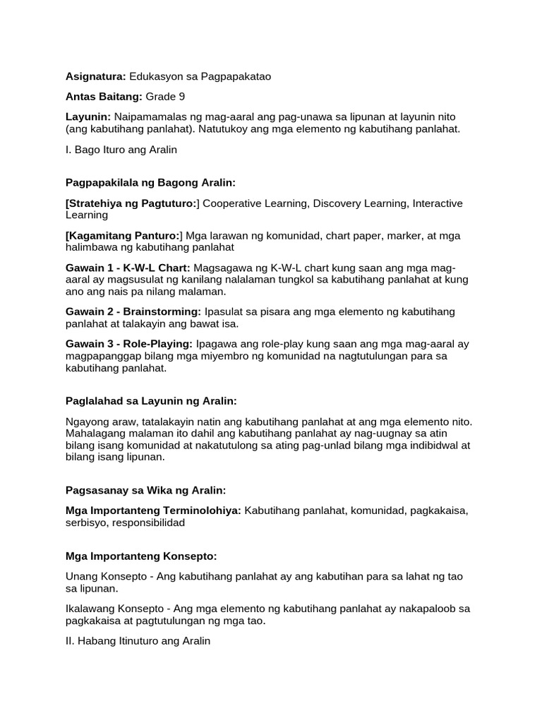 Esp 9 Lesson - Plan Week 1 A q1 | PDF