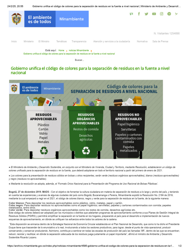 Código de colores para residuos en Colombia | PDF | Residuos | Reciclaje