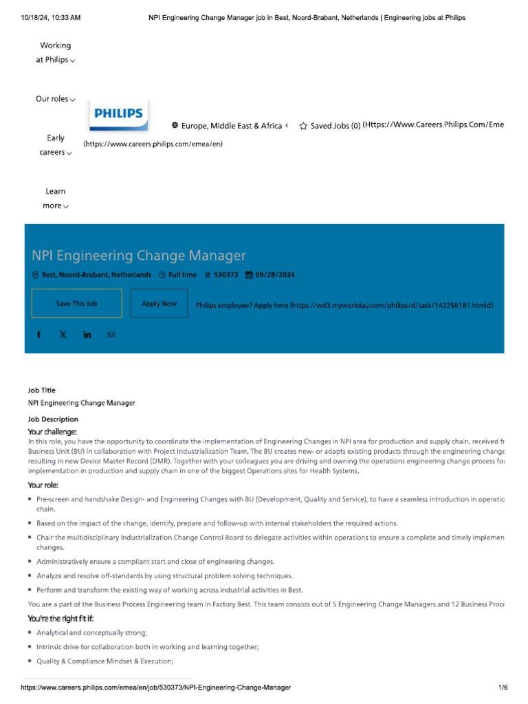 Vacancy Philips Npi | PDF