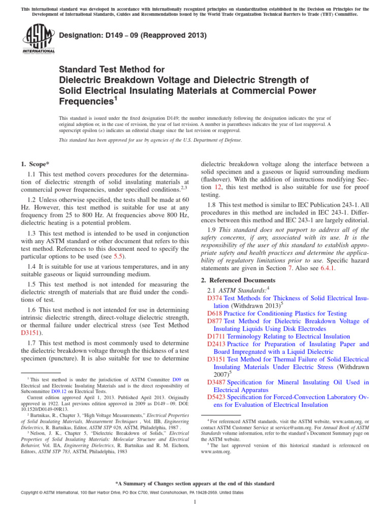 ASTM D149-09 Rigidez Dielectrica | PDF | Electrical Breakdown ...