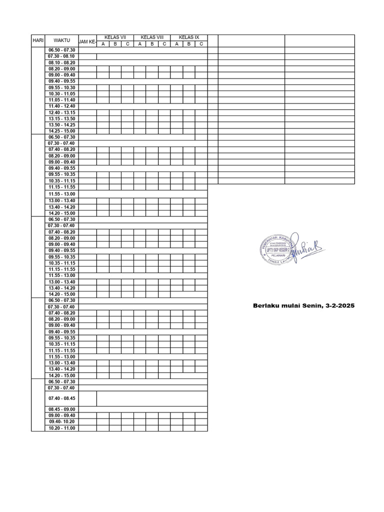 JADWAL 5 Hari 2025 | PDF