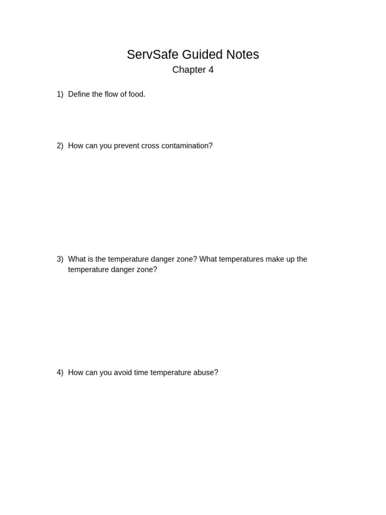 ServSafe Guided Notes Chapter 4 | PDF