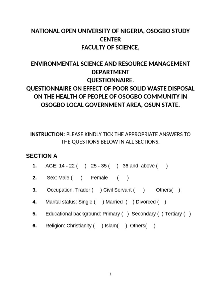 Impact of Poor Waste Disposal in Osogbo | PDF | Waste Management | Waste