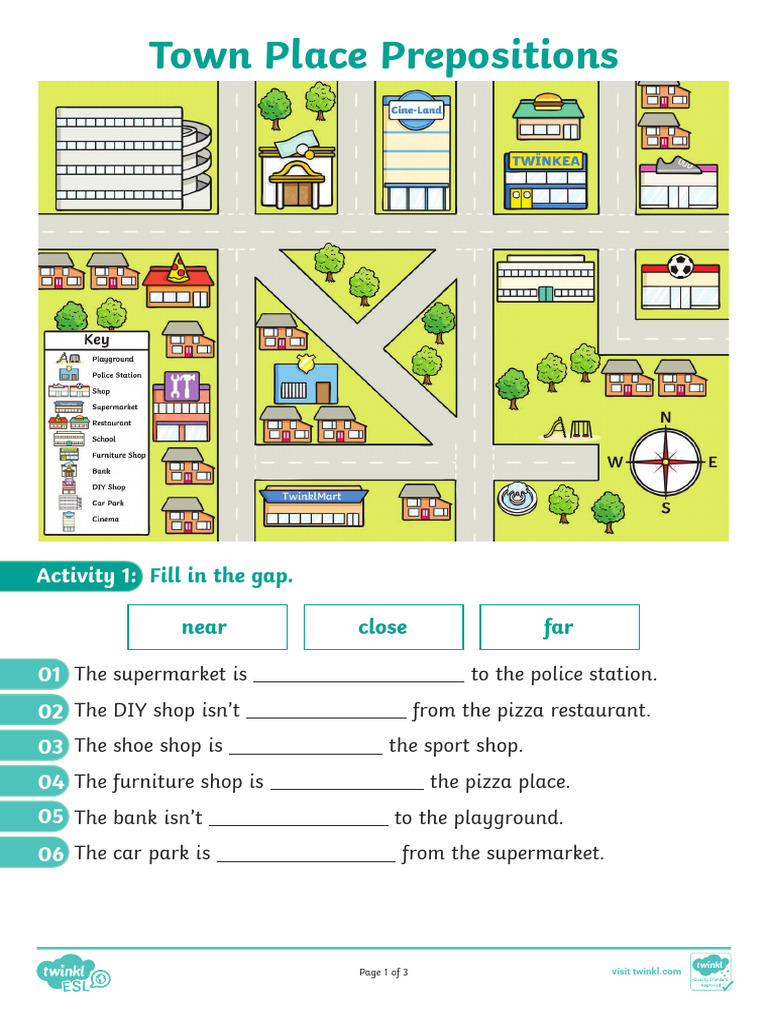 Esl Near Close Far Worksheet Kids A1 A2 - Ver - 2 | PDF | English As A ...