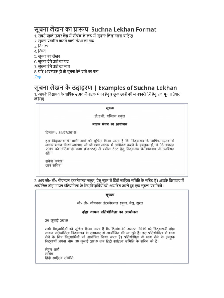 Suchna Lekhan Class X | PDF