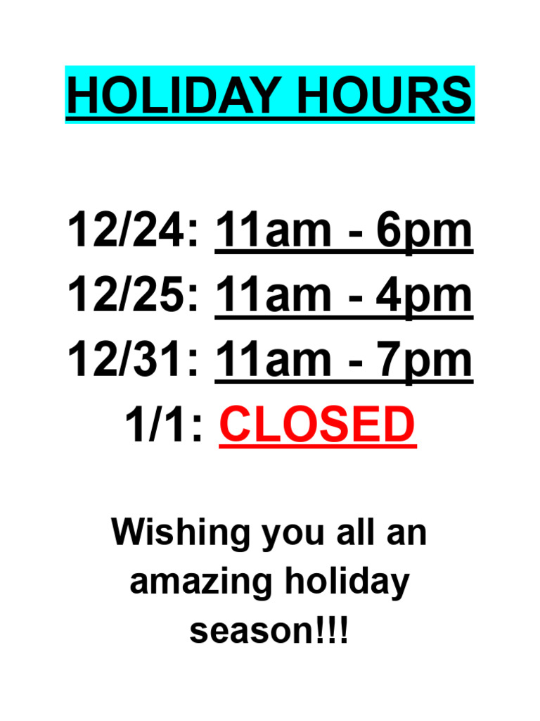 Holiday Hours | PDF