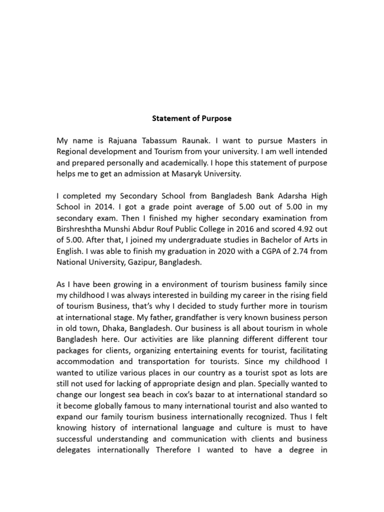 raunak_SoP | PDF | Tourism raunak_SoP | PDF | Tourism