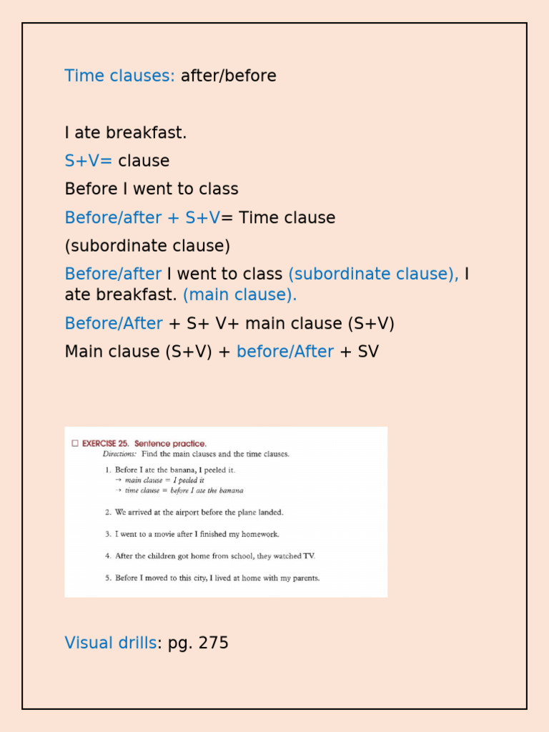 Time Clauses: Before and After Explained | PDF