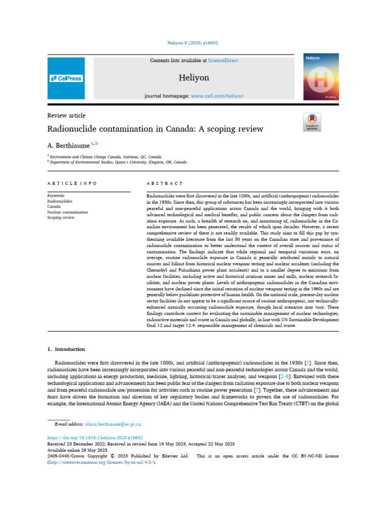 PDF Science research | PDF | Radionuclide | Radioactive Waste