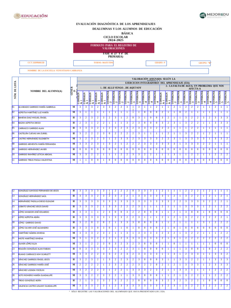 Formato Registro Valoraciones Fase 4 | PDF
