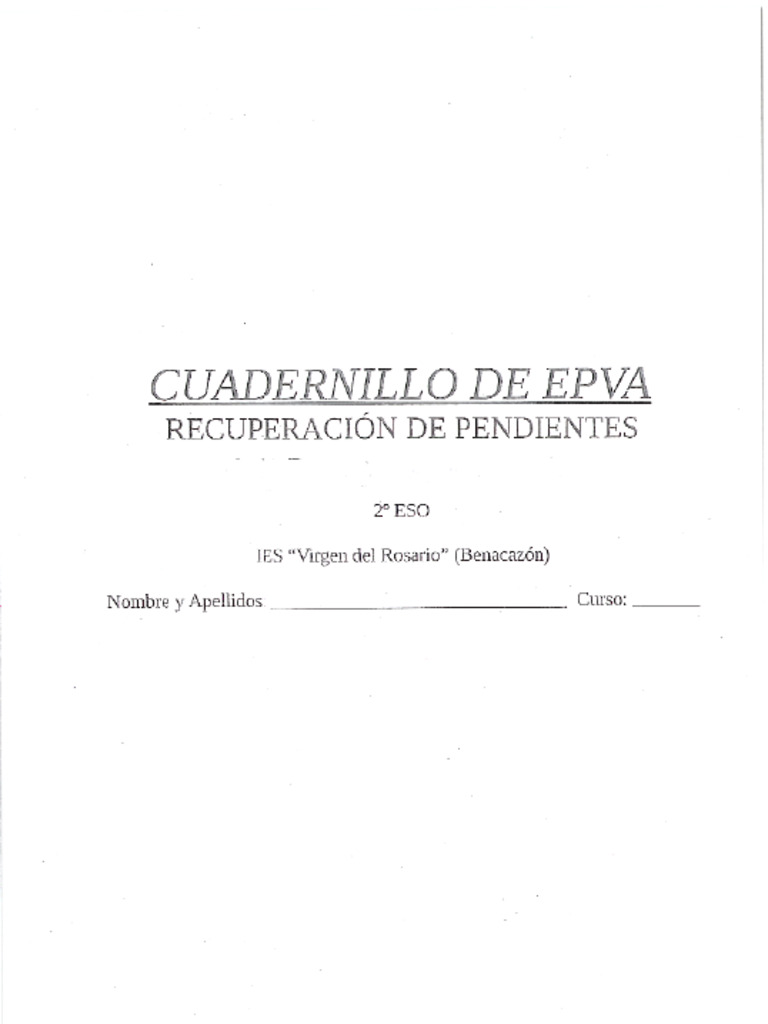 EPV 2º ESO Cuaderno Recuperación | PDF