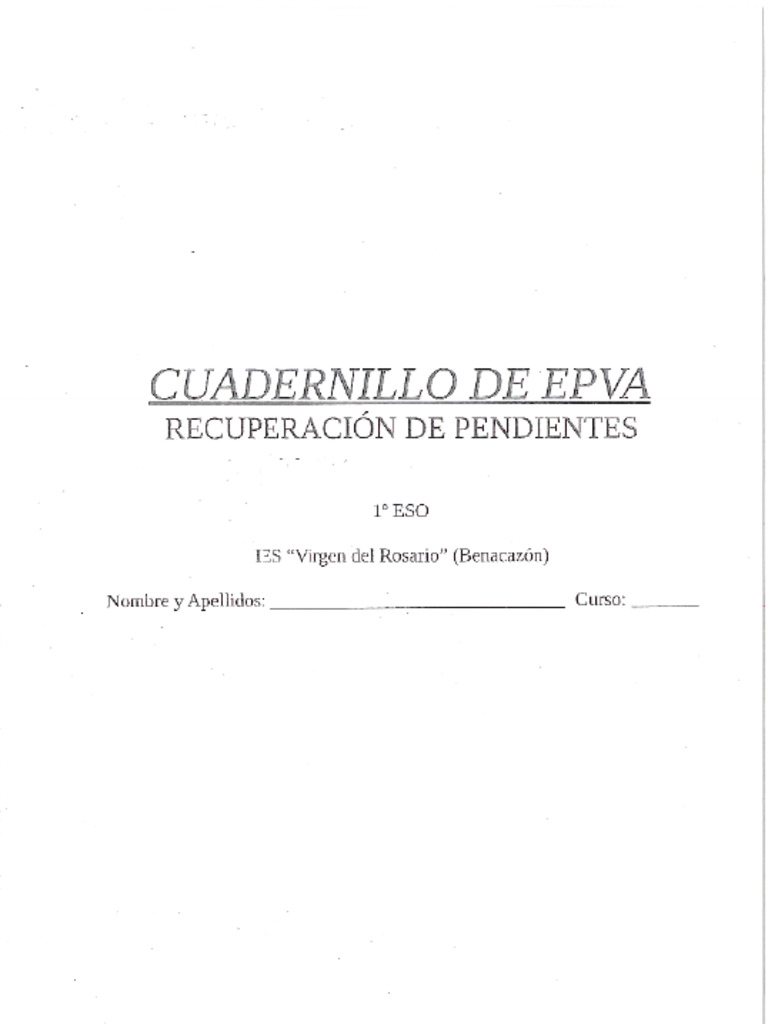 EPV 1º ESO Cuaderno Recuperación | PDF