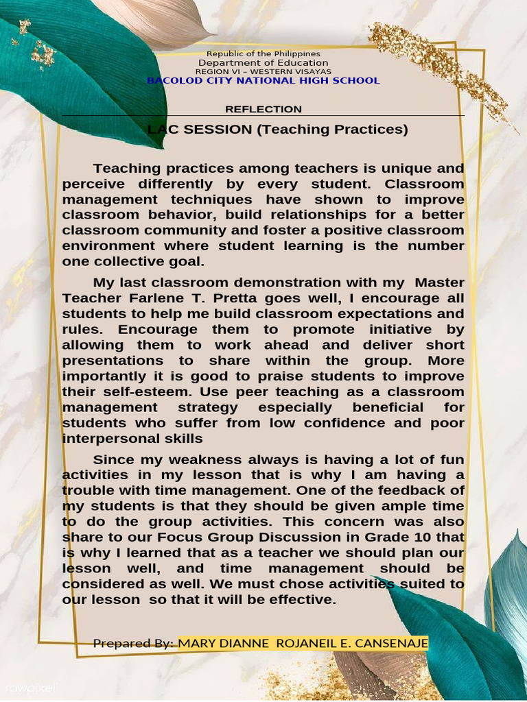 REFLECTION-teaching-practices | PDF