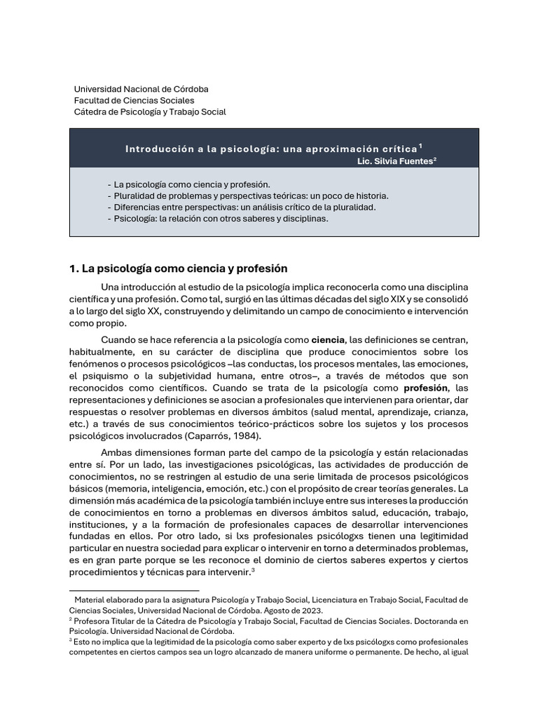 Fuentes Introducción A La Psicología Una Aproximación Crítica | PDF ...