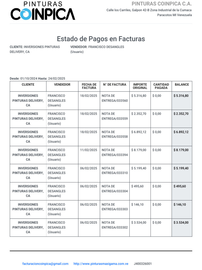 Reporte Balance de Facturas (3) | PDF
