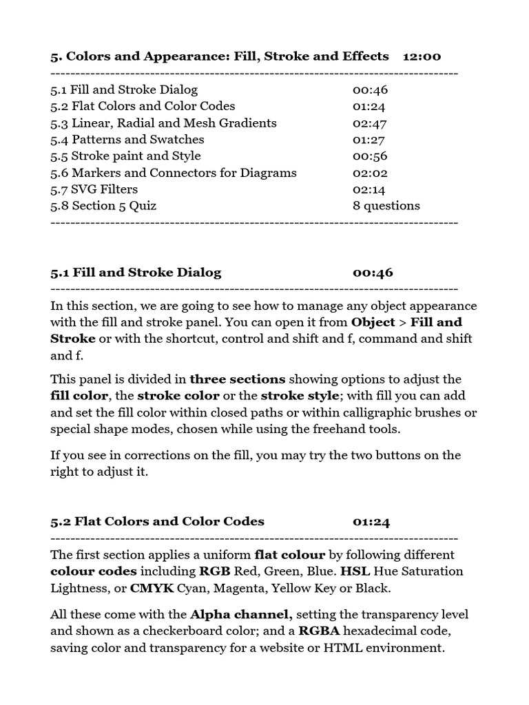 Colors and Appearance - Fill, Stroke and Effects | PDF | Color | Graphics