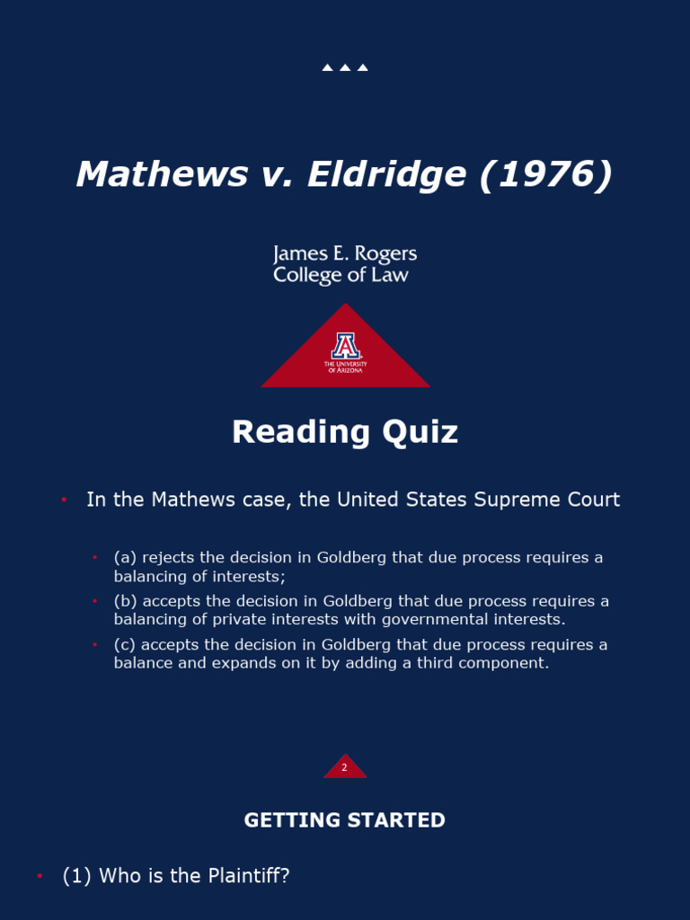 401 Slides - Mathews v. Eldridge | PDF | Due Process | Due Process Clause