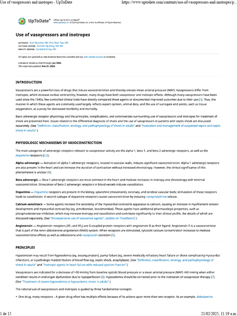 Vasopresores - UpToDate | PDF