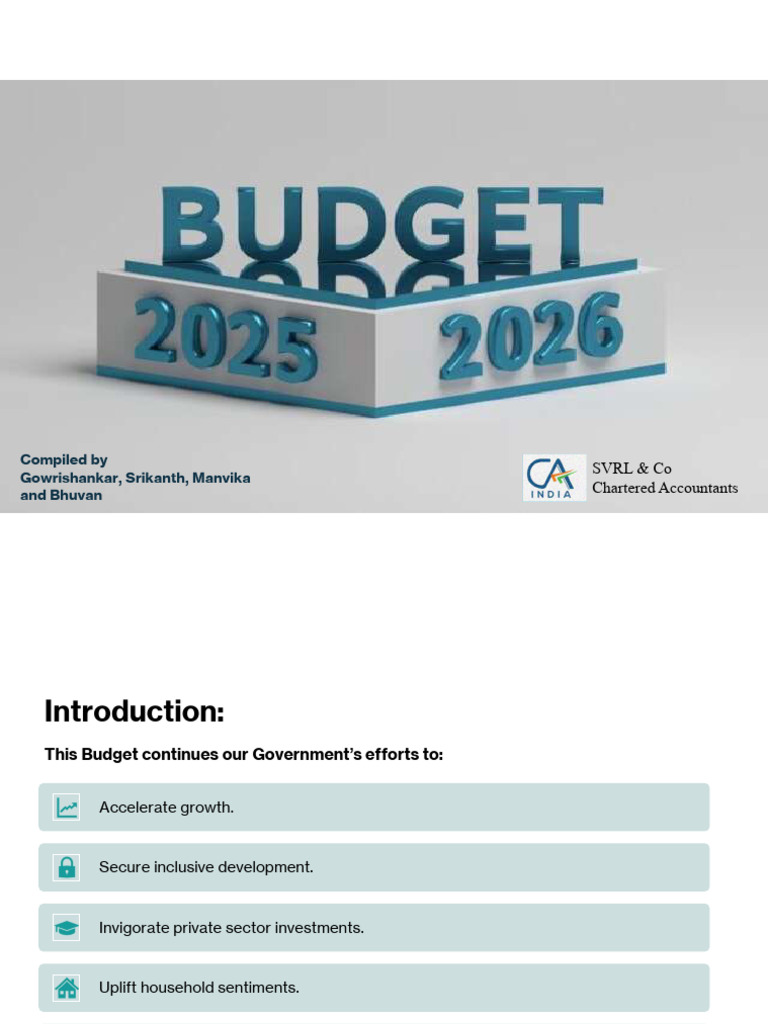 Budget 2025-26 Highlights by SVRL & Co | PDF | Employee Benefits | Taxes