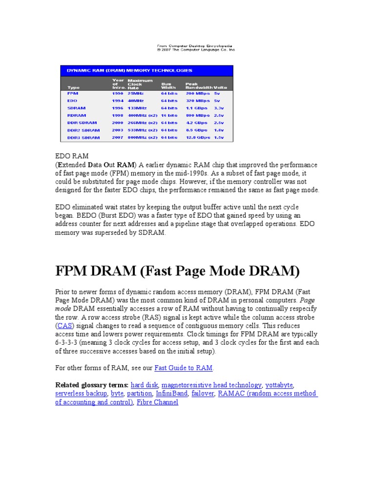 Edo Ram | PDF | Dynamic Random Access Memory | Random Access Memory