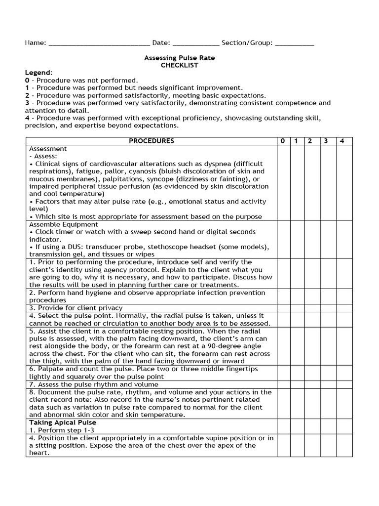 Assessing Pulse Rate | PDF | Pulse | Medical Specialties