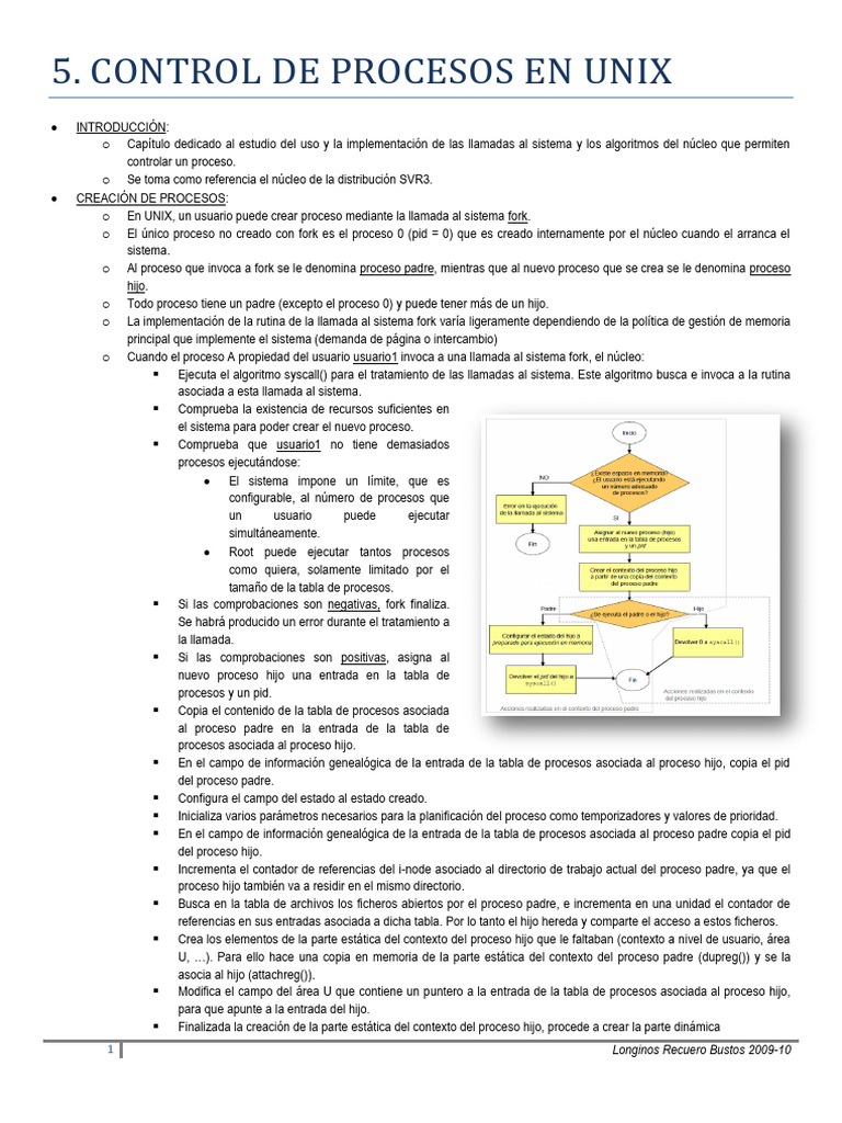 5. CONTROL DE PROCESOS EN UNIX | PDF | Proceso (Computación) | Kernel (sistema operativo)