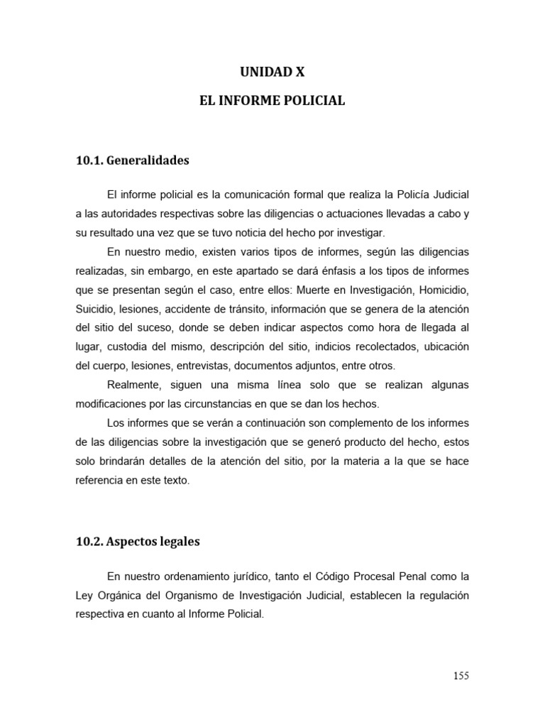 Informe Policial: Guía y Estructura | PDF | Policía