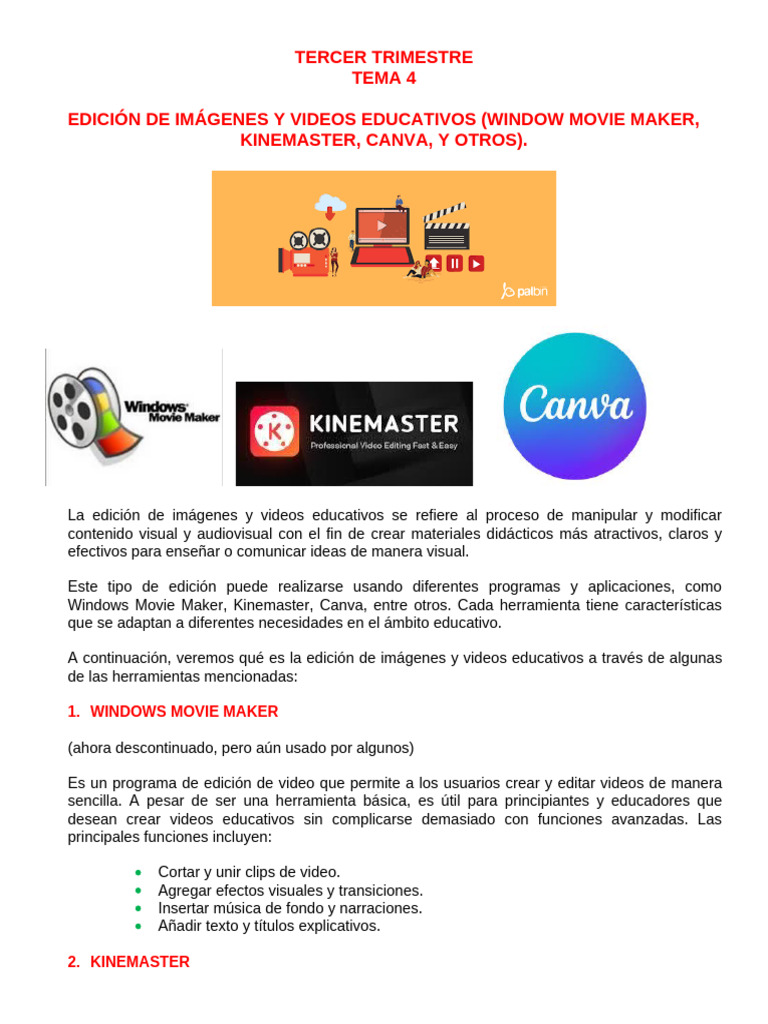 Edición de Imágenes y Videos Educativos | PDF | Infografia | Multimedia