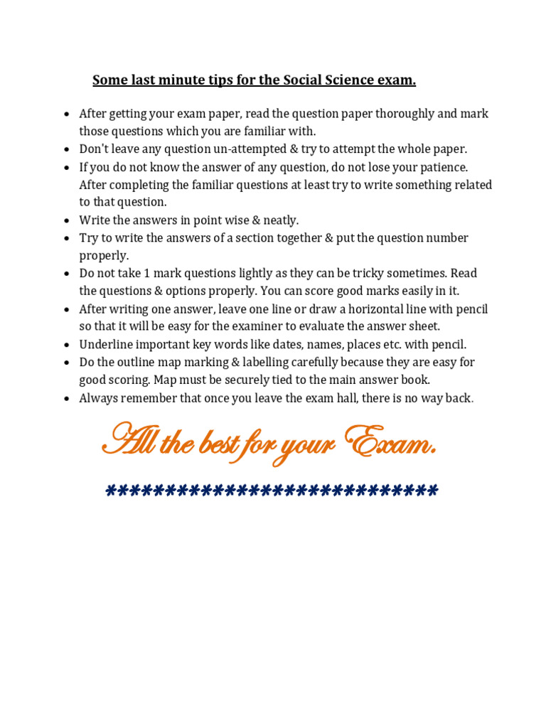 Last Minute Tips | PDF