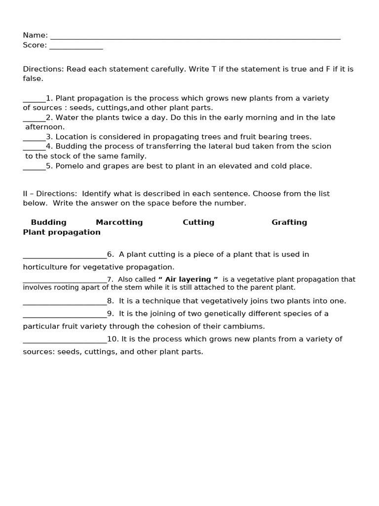 TLE Worksheets - 2 | PDF