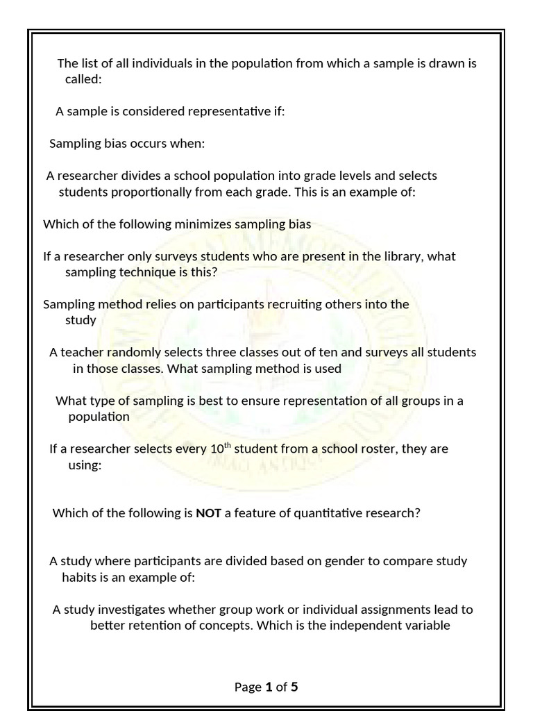 PR2-Reviewer | PDF | Survey Methodology | Sampling (Statistics)