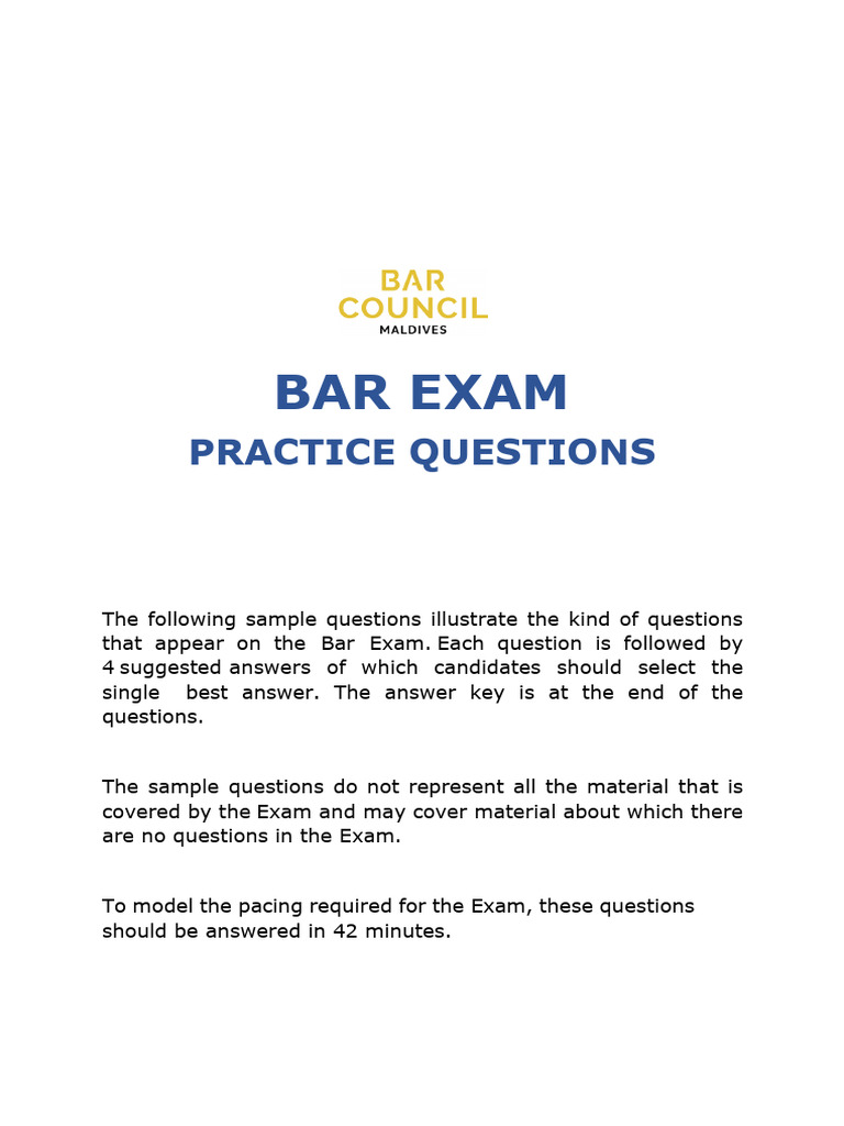 2024 Bar Exam Practice Questions | PDF | Articles Of Association | Taxes