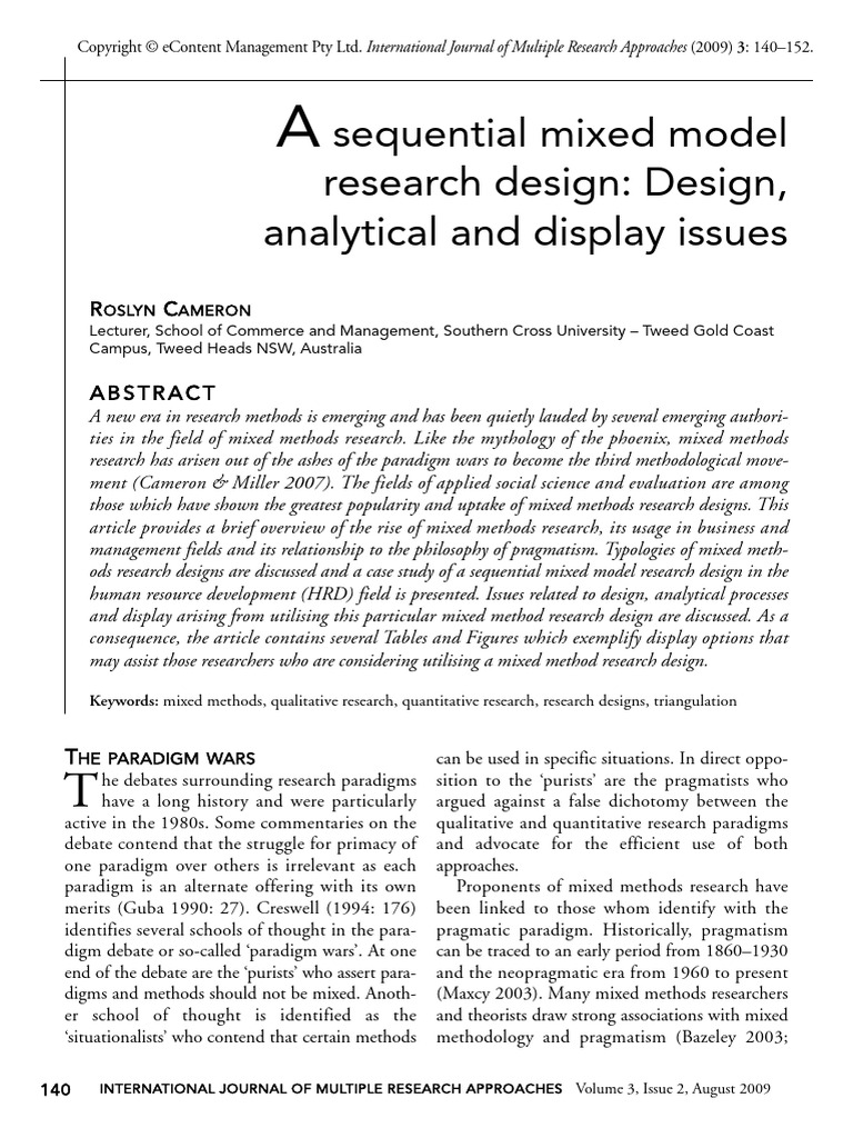 A Sequential Mixed Methods Design | PDF | Methodology | Qualitative ...