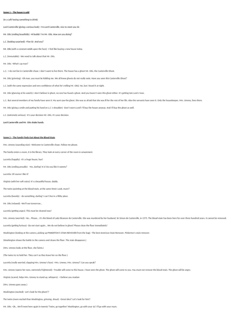 Script - The Canterville Ghost | PDF