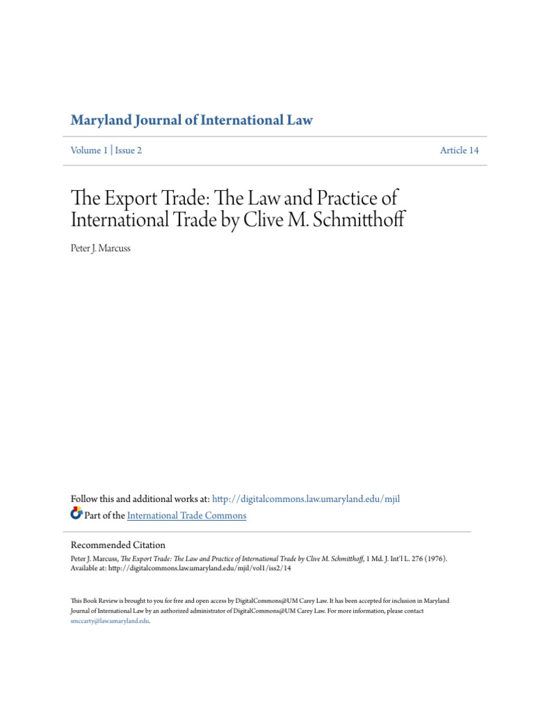 The Export Trade - The Law and Practice of International Trade by | PDF ...