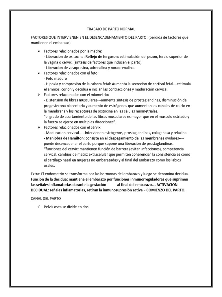 Trabajo de Parto Normal | PDF | Parto | Placenta